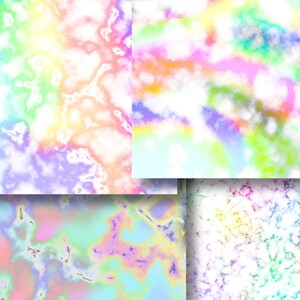 Holographic Rainbow Marble Digital Papers, Instant Download Glam ...