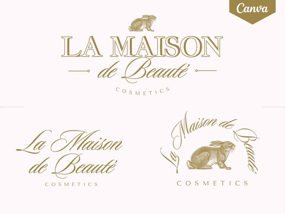 DIY Elegant Logo Set, Bunny Branding Kit, Coquette Logo Design, Pastry ...