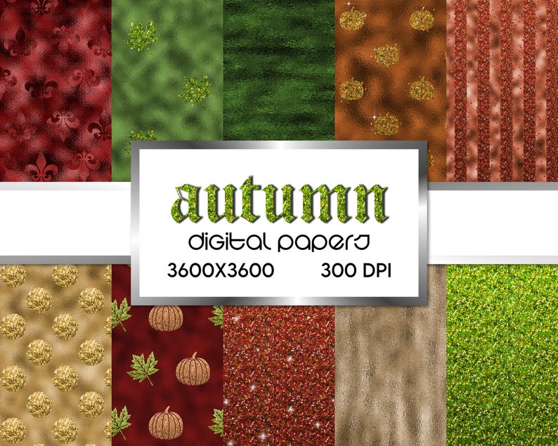Fall Glitter Digital Papers Instant Download Glitter Autumn | Etsy
