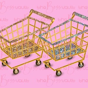 Shopping Cart Clipart, PNG Glitter Boutique Design Elements, Sparkle ...