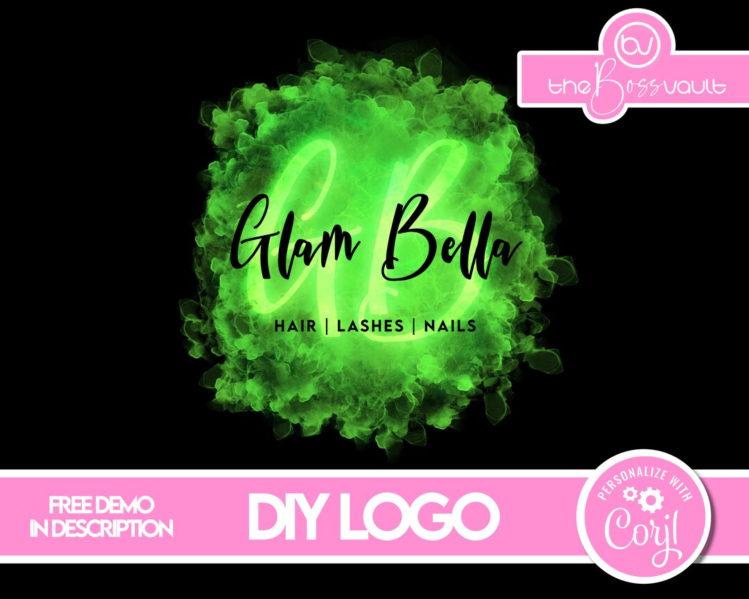 DIY Neon Green Logo Design, Watercolor Minimal Logo Design Template ...