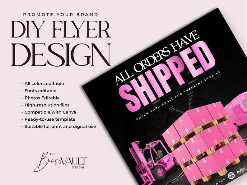 DIY All Orders Shipped Flyer Template: Boutique Social Media Design ...
