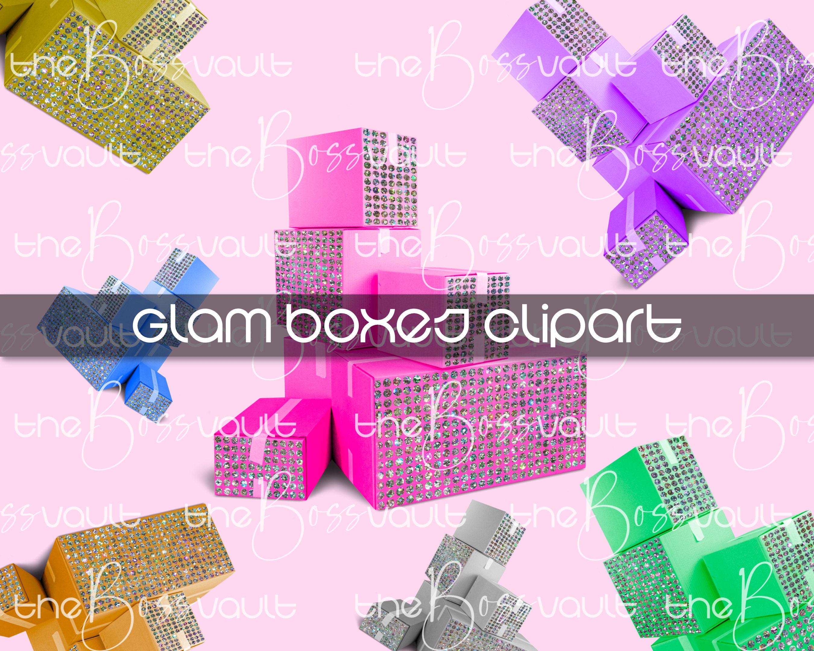 Glam Shipping Box Diamond Clipart Glitter Shipping Boxes | Etsy