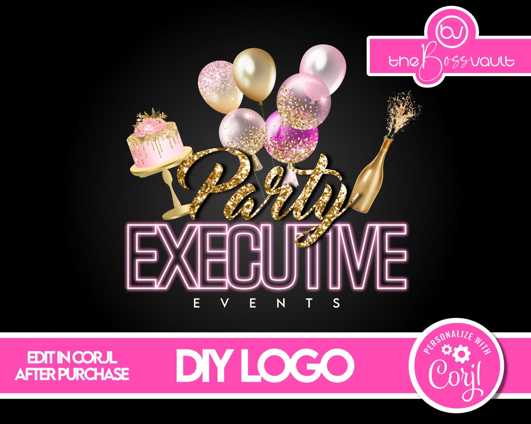 DIY Event Planner Logo, Customizable Editable Glitter Logo Template for ...