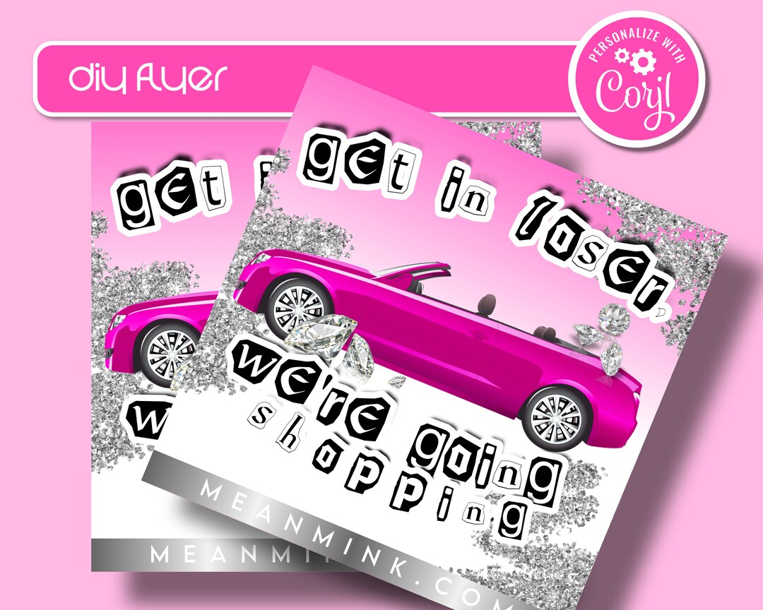 DIY Promo Flyer, Editable Customizable Pink Silver Glitter Social Media ...