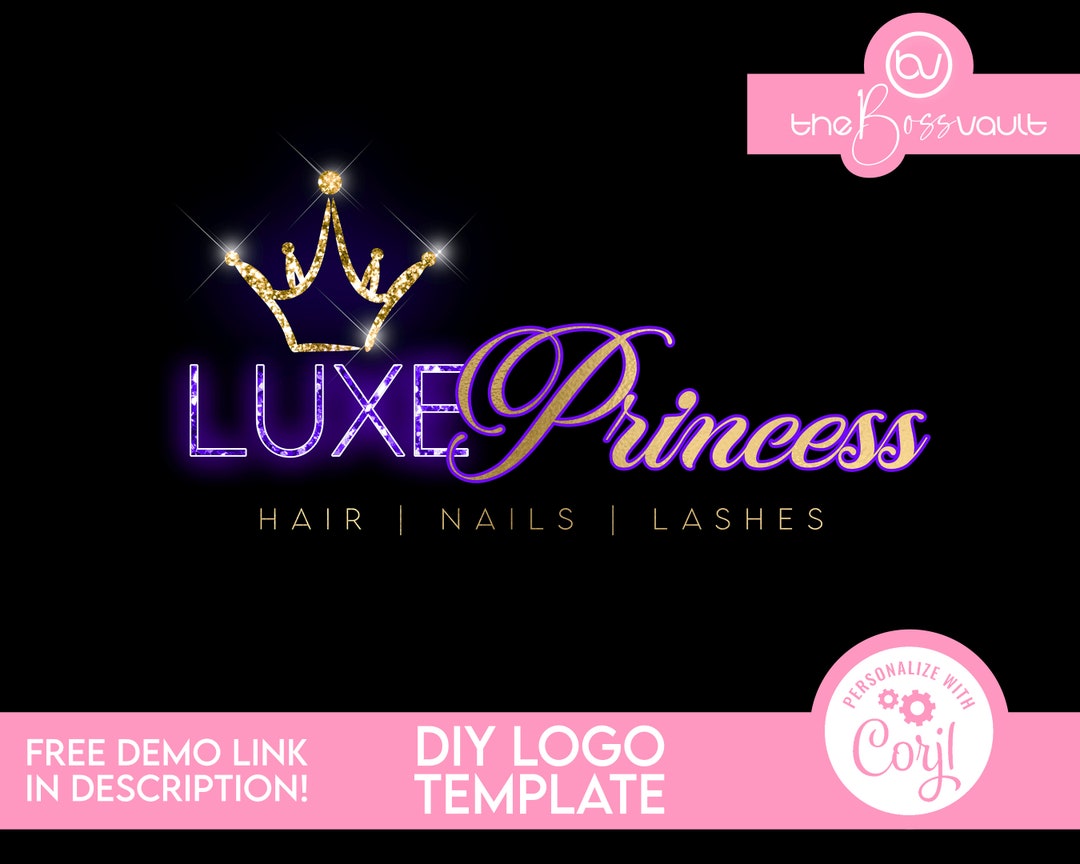 DIY Purple and Gold Logo, Crown Logo, Beauty Logo, Logo Template, Logo ...