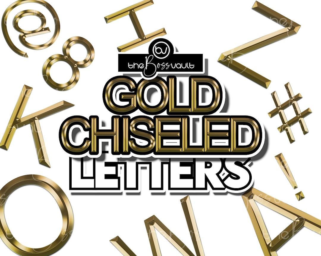 Metallic Gold Alphabet, Gold Chiseled Letters, Gold Text Effects ...
