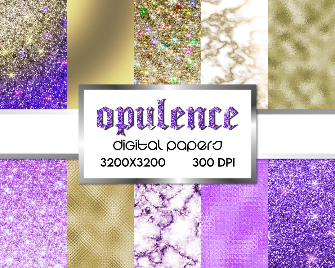 Purple and Gold Glitter Digital Paper, Purple Digital Paper, Gold ...