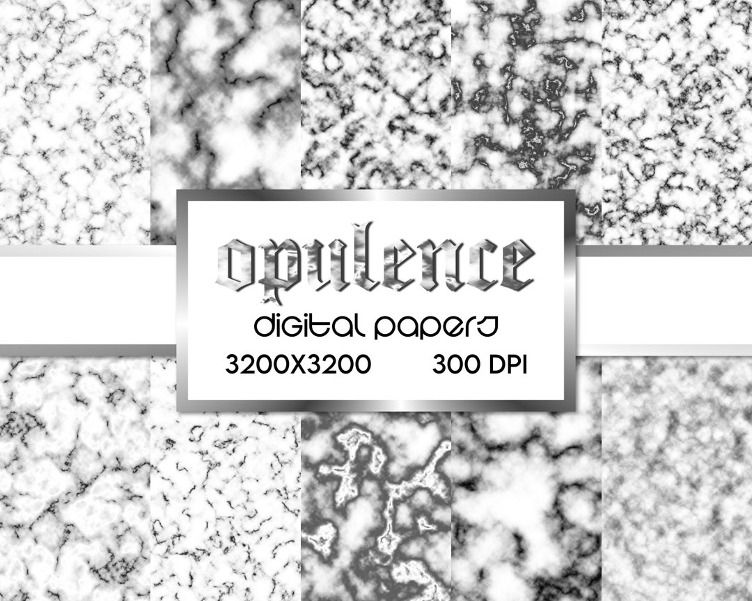 White Marble Digital Paper, Black and White Digital Design Elements for ...