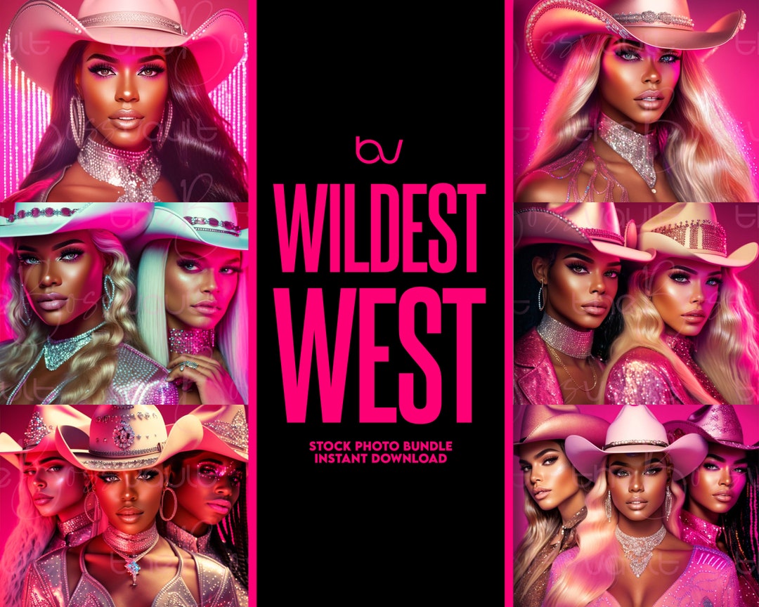 Glam Pink Western Themed Stock Photo Set, Cowgirl Stock Photo Bundle ...