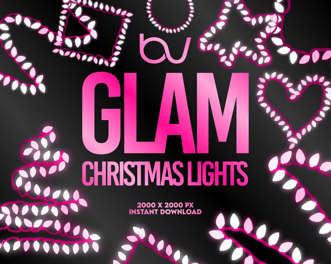 Pink String Lights Clipart String Lighting Clipart Holiday - Etsy