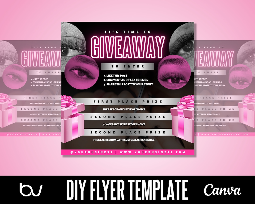 DIY Lash Giveaway Flyer Template, Lash Business Template, Giveaway ...