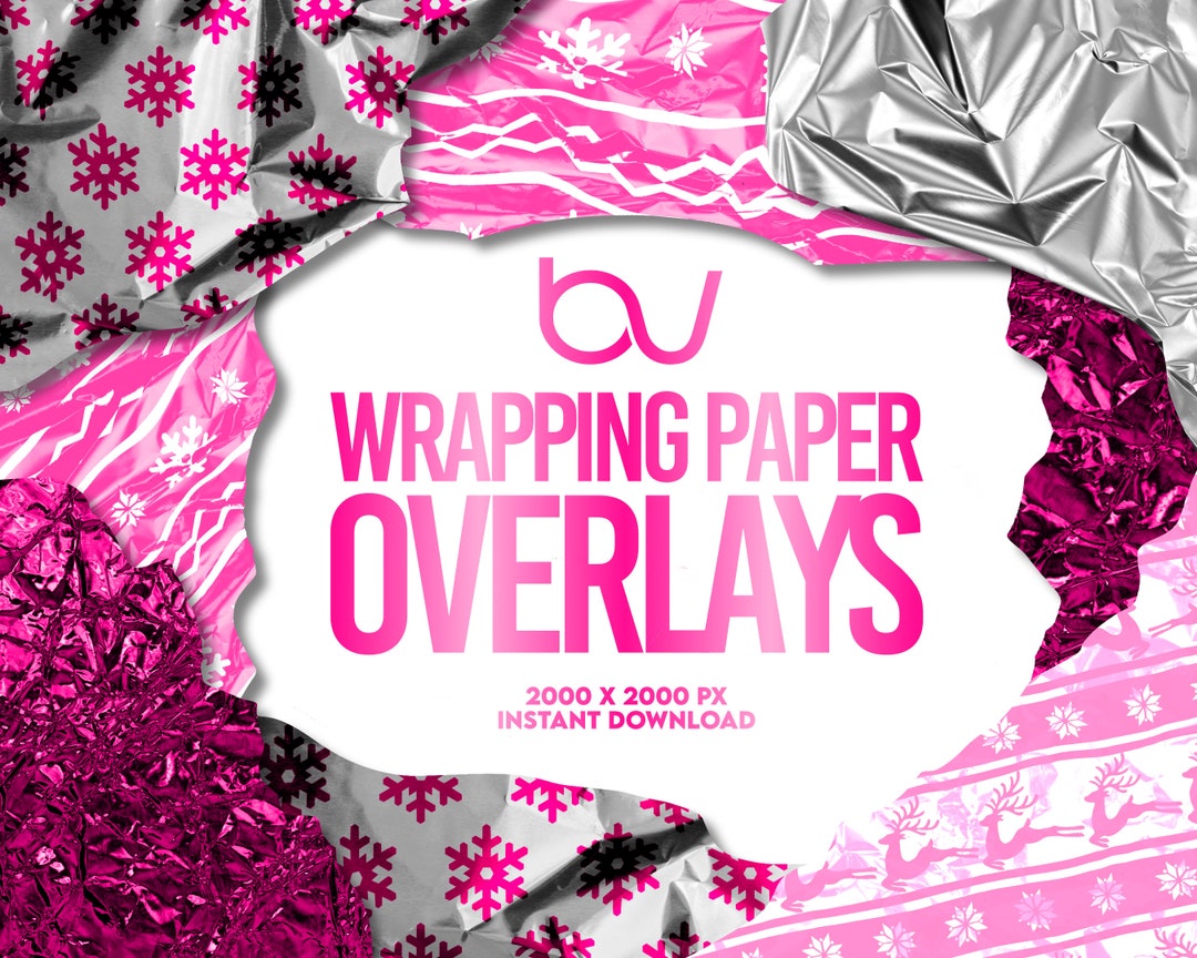 Pink Wrapping Paper Overlays, Christmas Clipart, Christmas Overlays ...