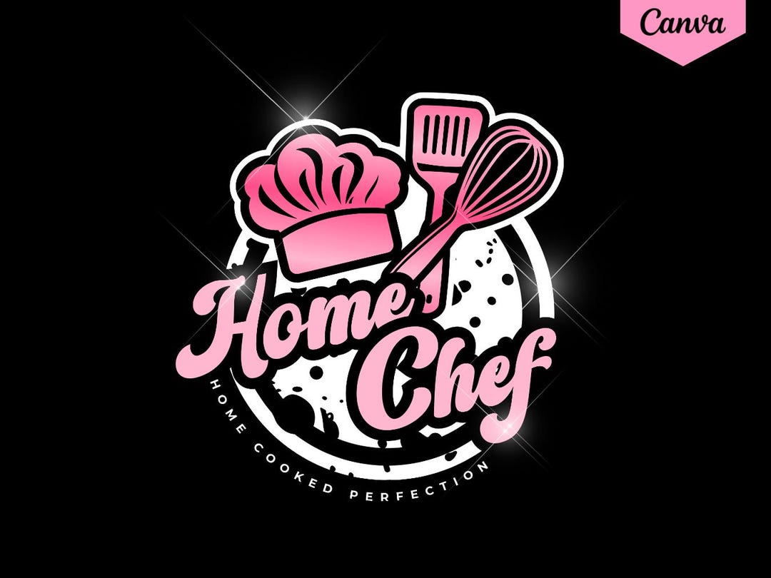 DIY Home Chef Logo Template: Pink Glitter Design (canva) - Etsy