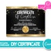 DIY Certificate of Completion Template Editable Black and - Etsy