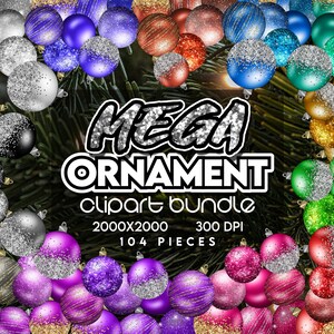 Mega Christmas Ornament Clipart Bundle, Christmas Ornament Clip Art ...