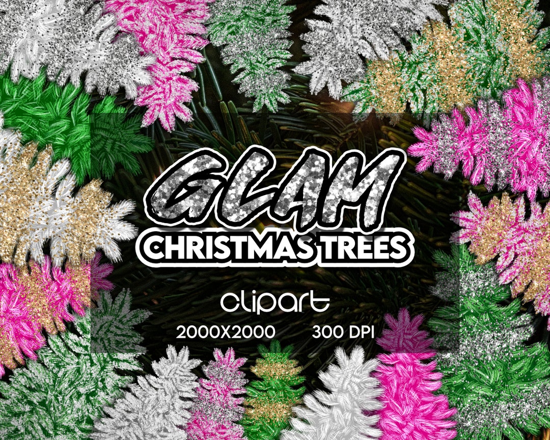 Glitter Christmas Tree Clipart, Instant Download Holiday Clip Art ...