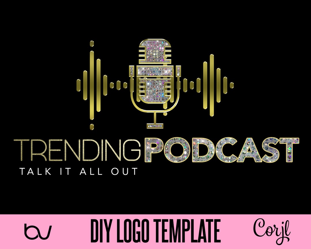DIY Podcast Logo Template, Podcast Logo Design, Neon Pink Logo, Silver ...