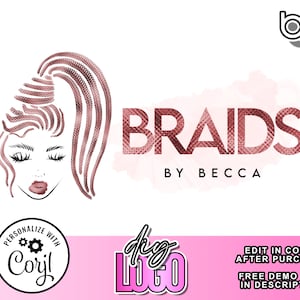 DIY Braider Logo Design, Hair Logo, Hair Braider Logo Template ...