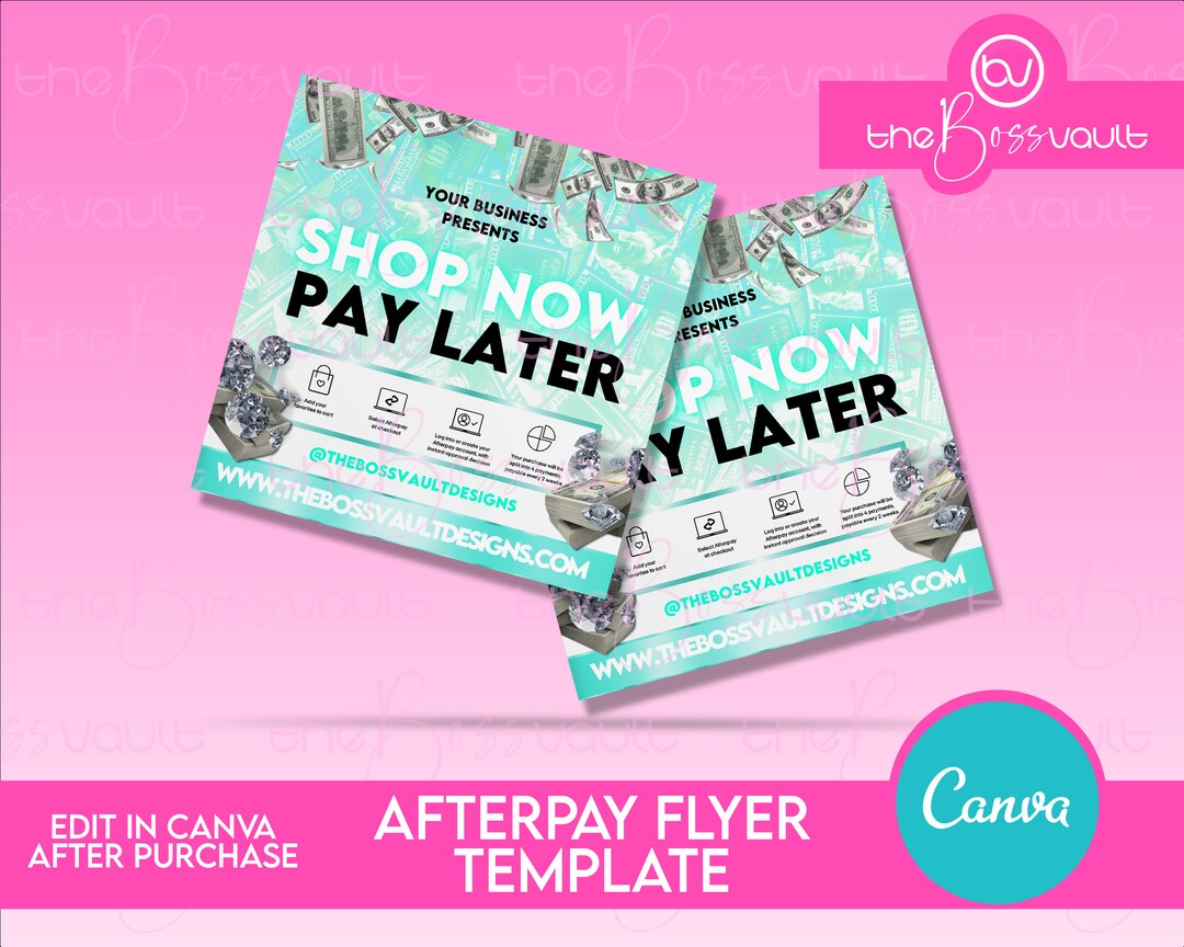 DIY Turquoise Afterpay Flyer Template, After Pay Social Media Canva ...
