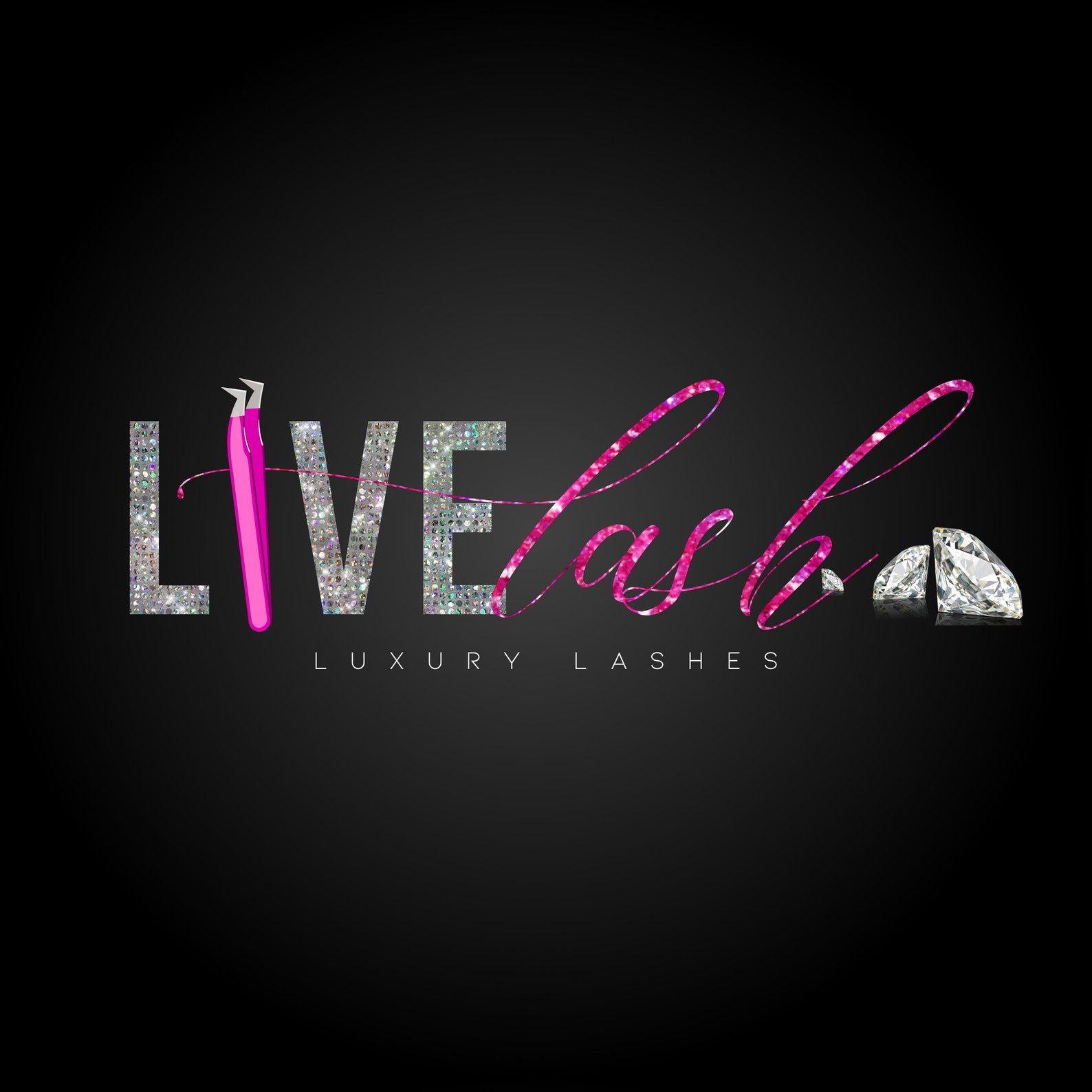DIY Lash Extension Logo Pink Glitter Sparkle Logo Lash - Etsy