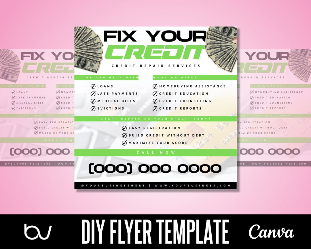 DIY Credit Repair Flyer, Credit Assistance Flyer, Credit Business Flyer ...