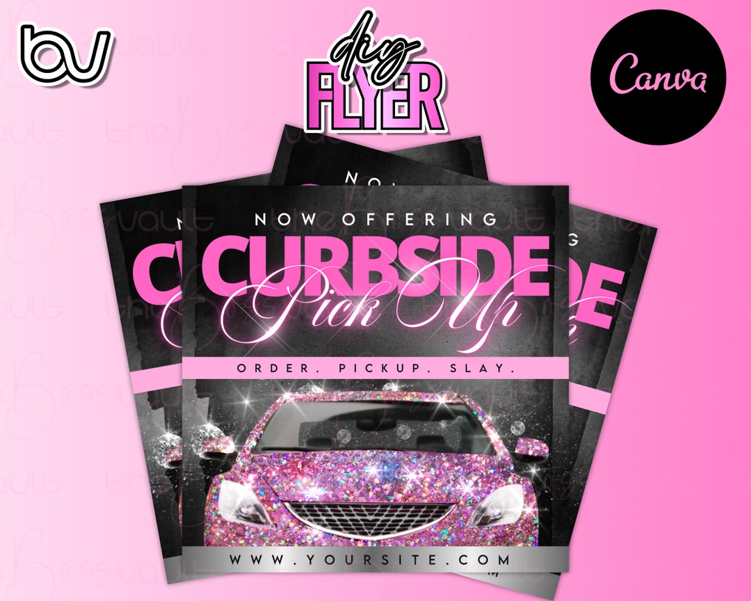 DIY Curbside Pickup Flyer, Curbside Pick up Flyer Template, Pink ...