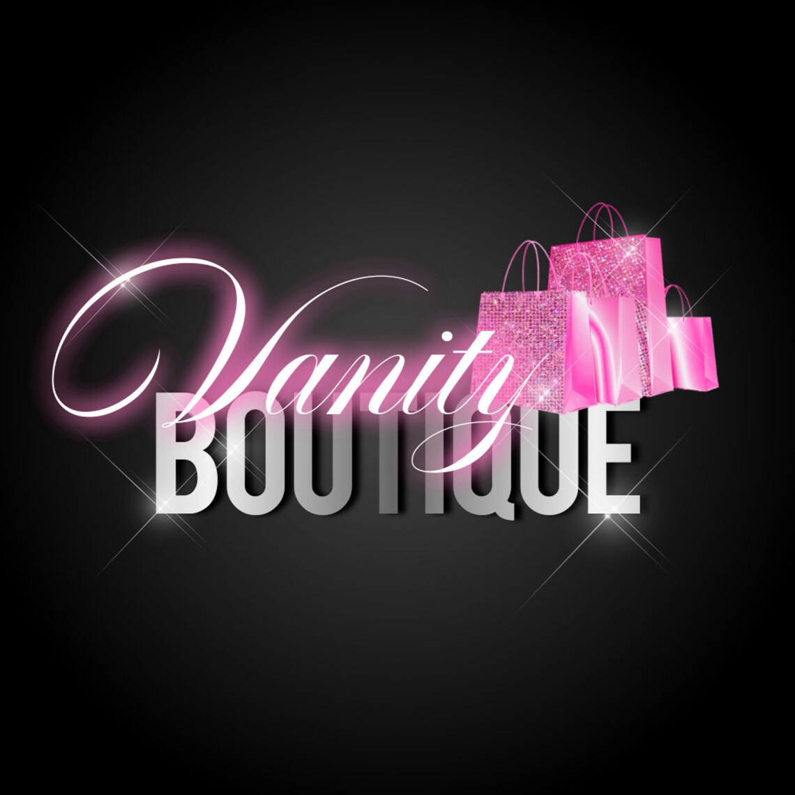 DIY Boutique Logo Editable Pink Silver Glitter Neon Boutique | Etsy