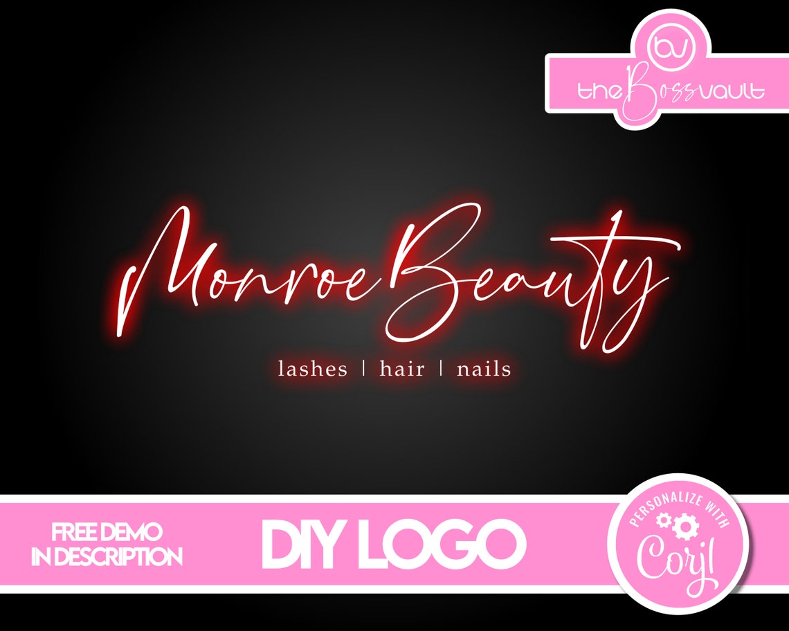 DIY Neon Red Logo Template Editable Boutique Logo Design - Etsy