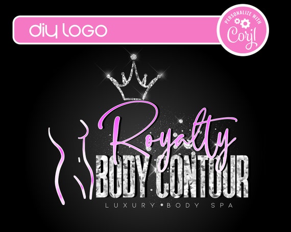 DIY Body Contour Logo Editable Customizable Pink Glitter | Etsy