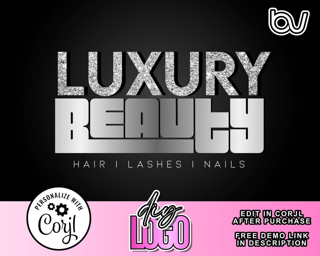 DIY Silver Logo Template, Glitter Logo Design, Hair Logo, Lash Logo ...