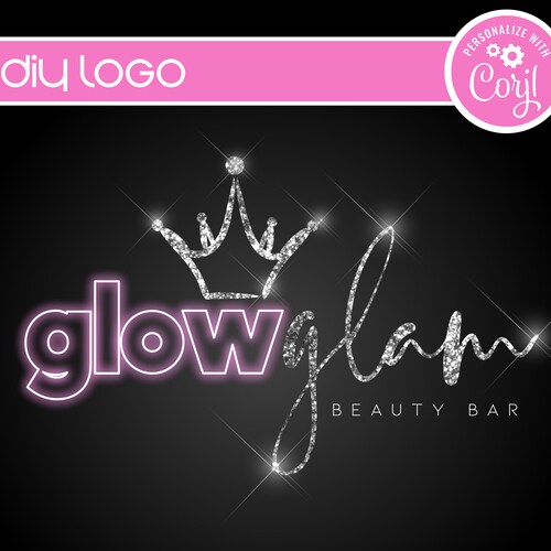 DIY Glitter Boutique Logo Editable Pink Tiara Crown Logo - Etsy