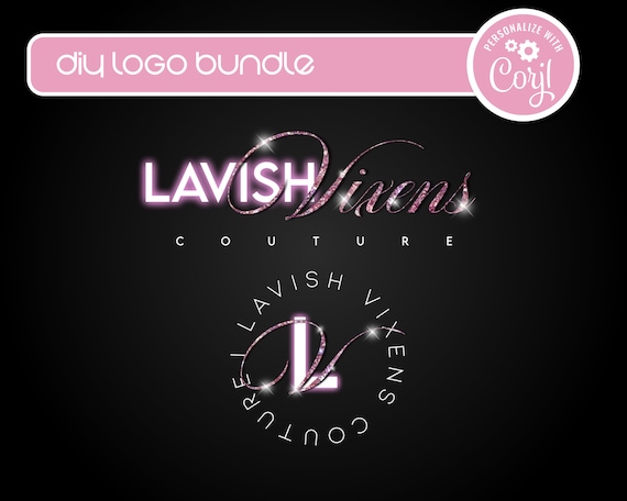 DIY Pink Boutique Logo Set Editable Pink Glitter Logo With - Etsy