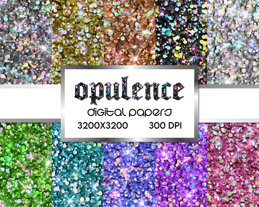 Holographic Glitter Digital Papers, Multi Color Glitter Digital Papers ...