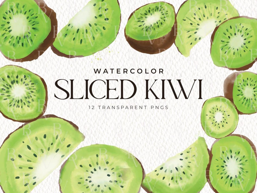 Sliced Kiwi Watercolor Clipart, Transparent PNG Watercolor Fruit ...