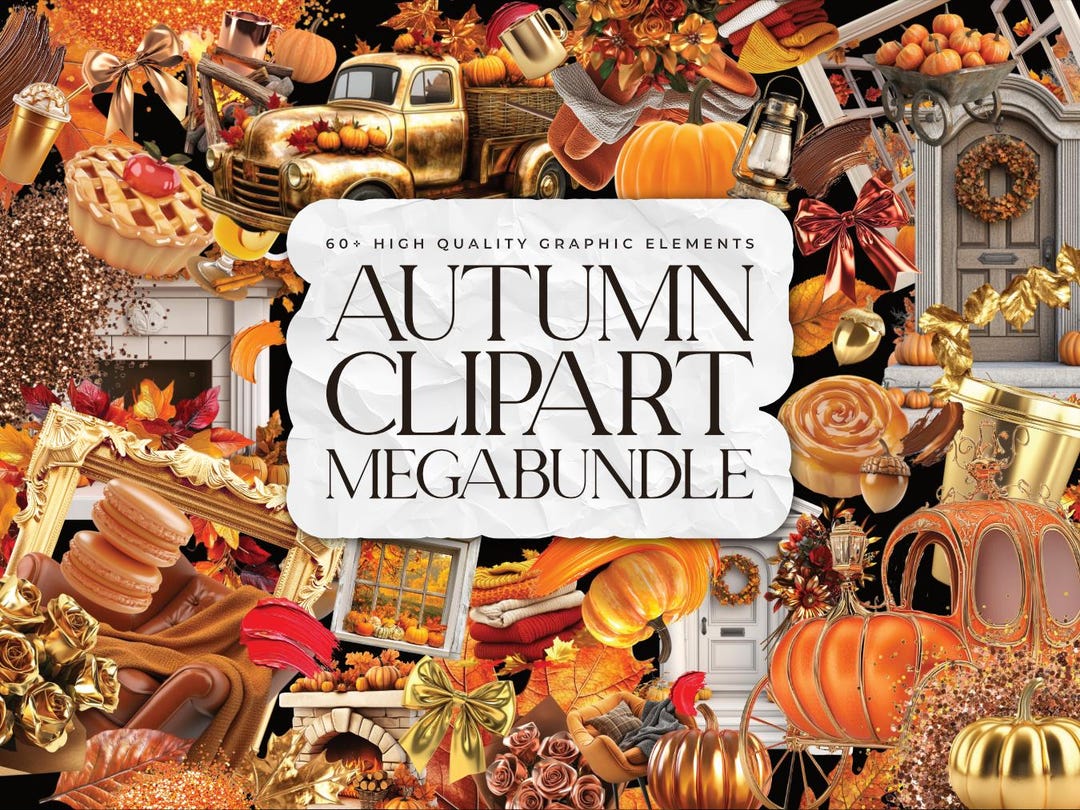 Fall Clipart Bundle, Autumn Clip Art Set, Fall Leaves, Pumpkin Clipart ...