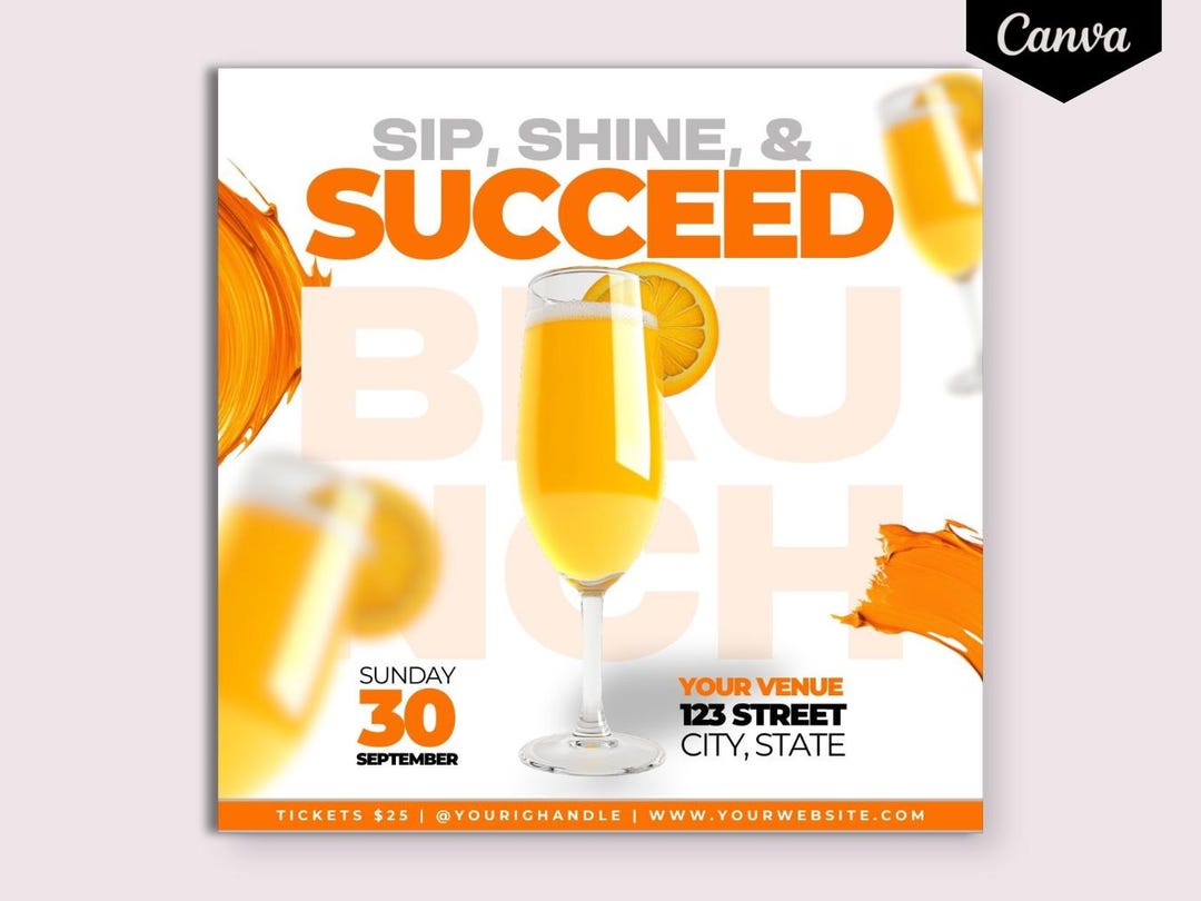 Mimosa Brunch Flyer Template: DIY Social Media Post (canva) - Etsy