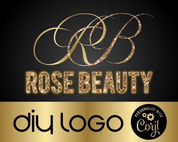 Gold Glitter Logo Glamour Beauty Logo DIY Logo Template Do - Etsy
