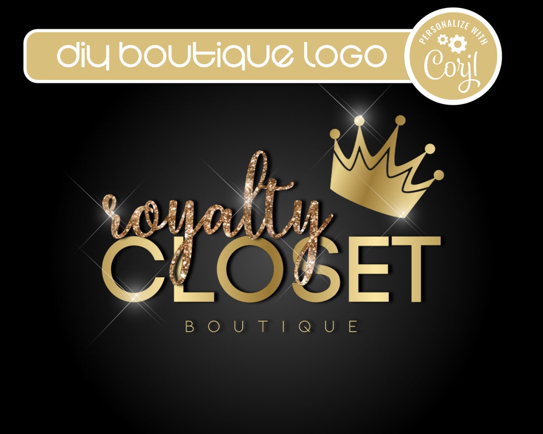 DIY Gold Glitter Boutique Logo, Instant Download Editable Fashion Logo ...