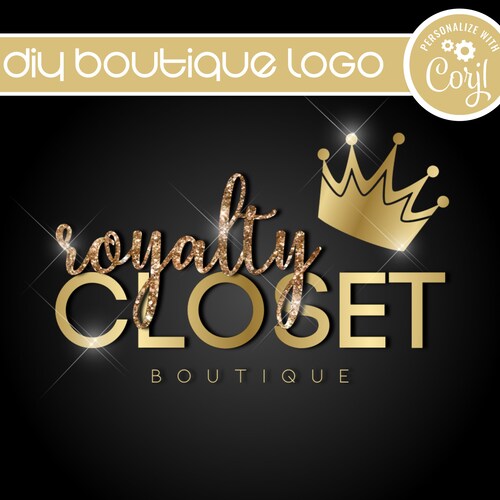 DIY Gold Glitter Boutique Logo Instant Download Editable | Etsy