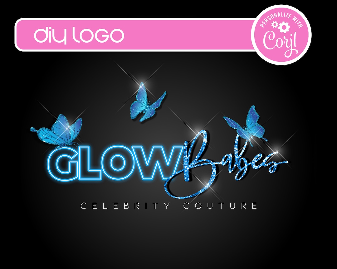 DIY Blue Neon Butterfly Boutique Logo, Editable Customizable Blue ...