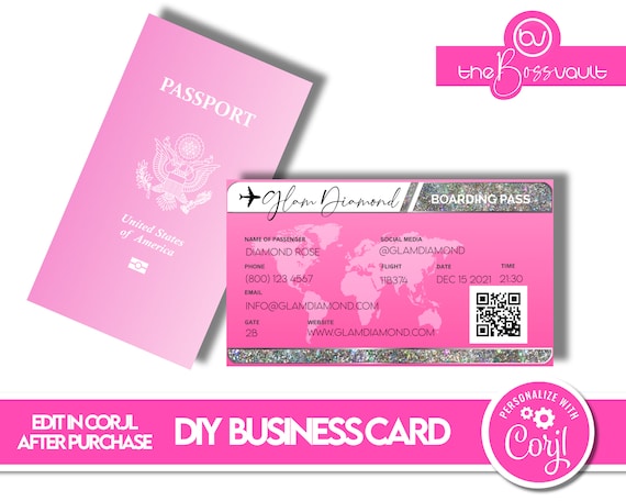 DIY Boarding Pass Business Card Instant Download Customizable - Etsy