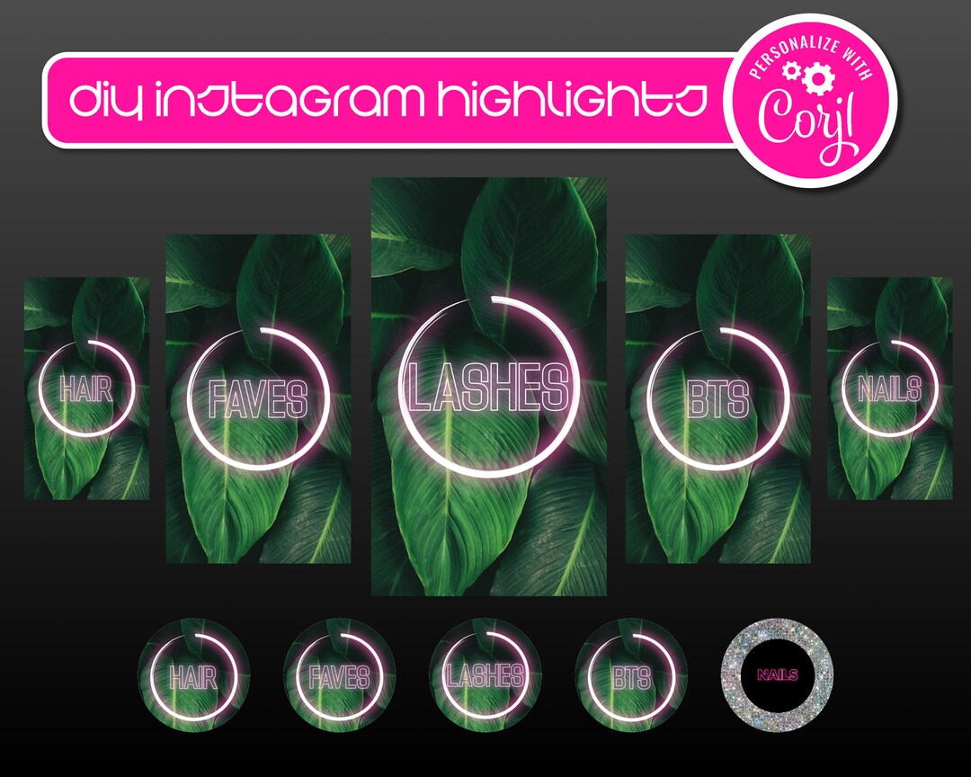 DIY Green Leaf Neon Highlight Covers for Instagram, Social Media ...