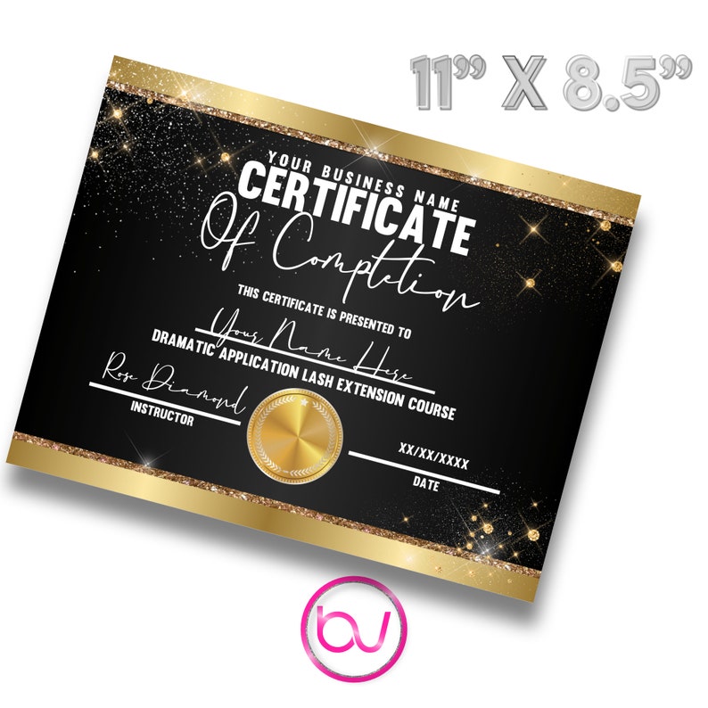 DIY Certificate of Completion Template Editable Black and - Etsy
