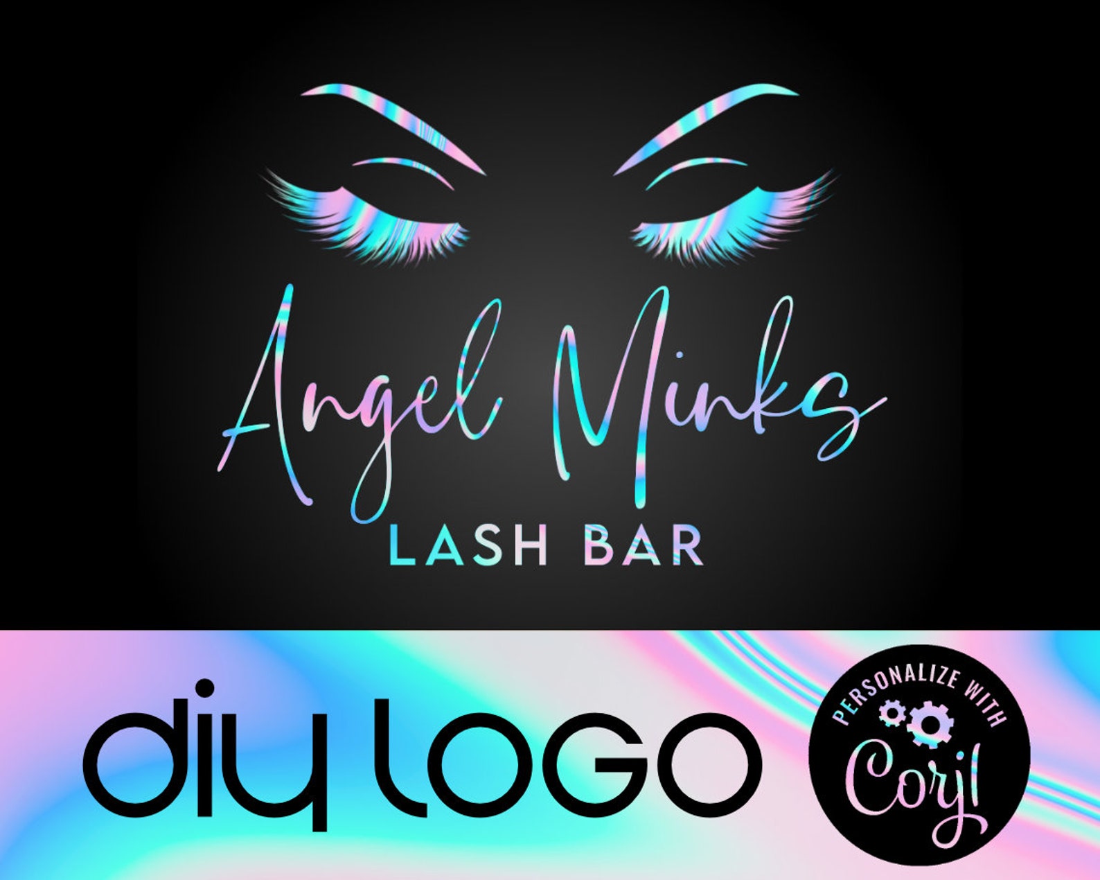 Lash Logo Holographic Lash Tech Logo Lash Business Logo | Etsy
