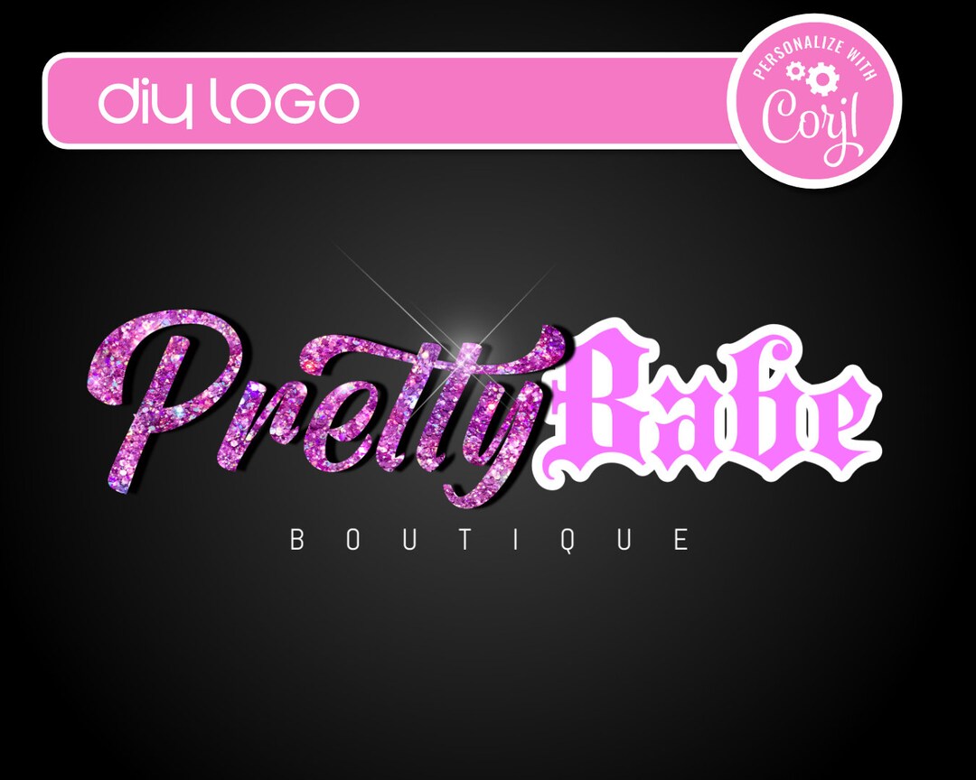 DIY Pink Glitter Boutique Logo, Editable Customizable Girly Fashion ...