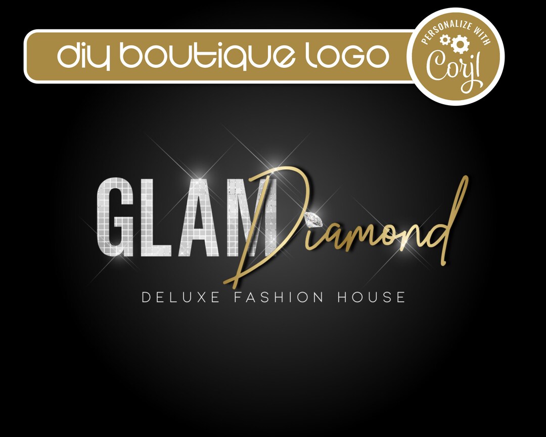 DIY Gold Boutique Logo, Instant Download Gold Sparkle Glitter Logo for ...