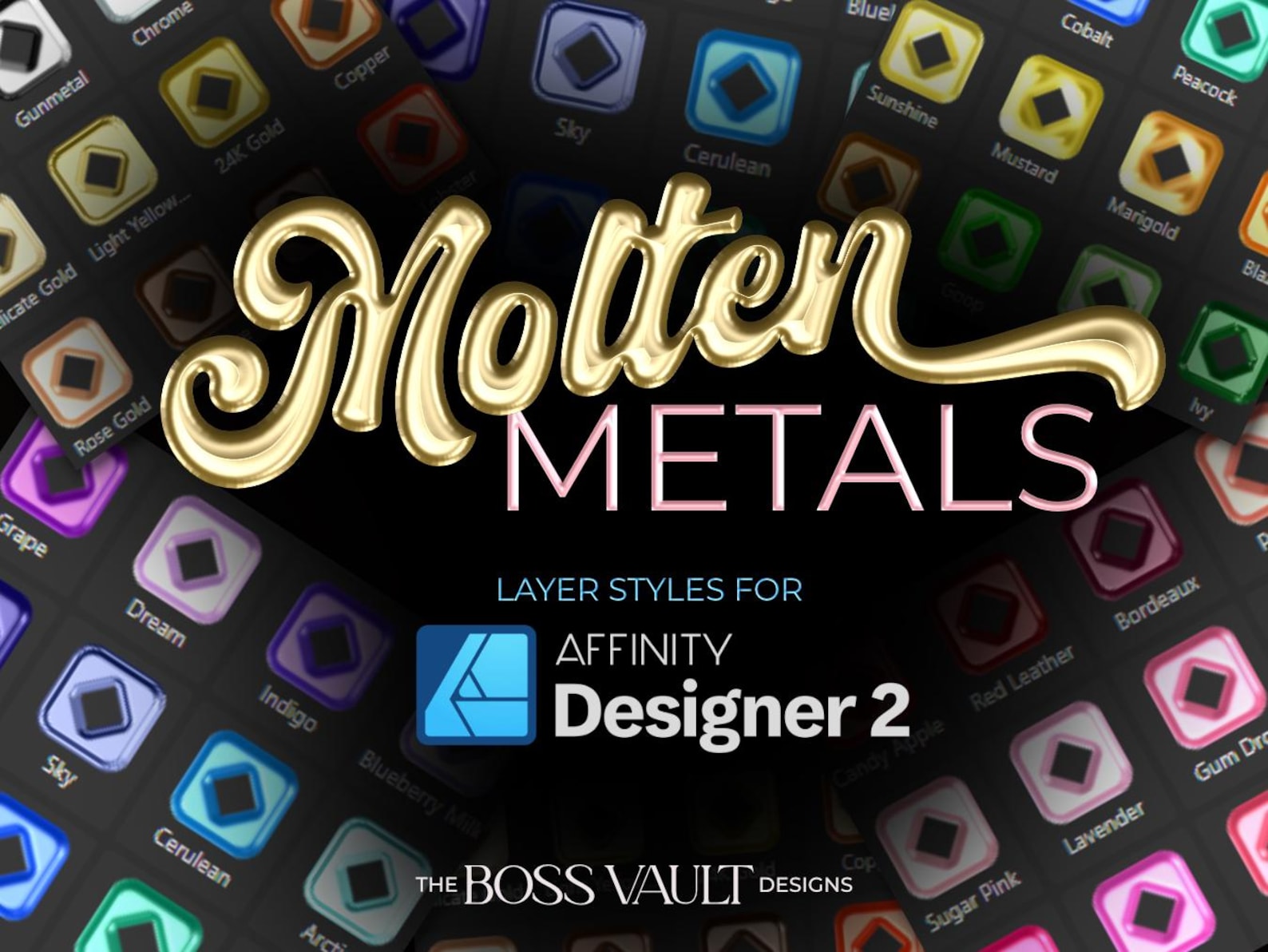 Affinity Designer 2 Metal Layer Styles: 45 Effects (digital Download ...