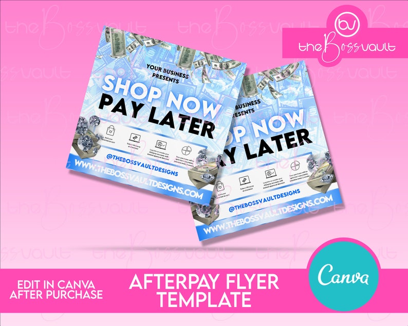 DIY Blue Afterpay Flyer Template After Pay Social Media Canva | Etsy