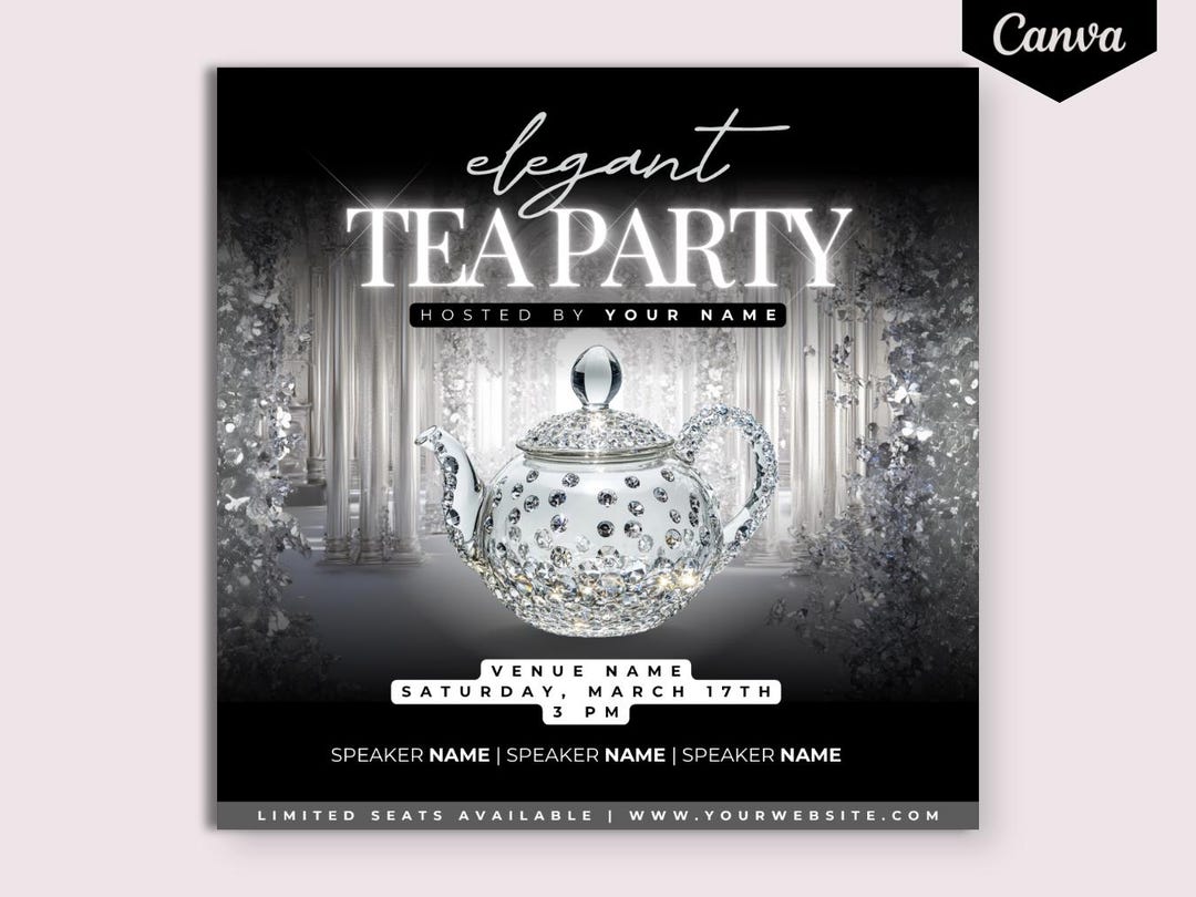 Tea Party Event Flyer Template: DIY Canva Design (instant Download ...
